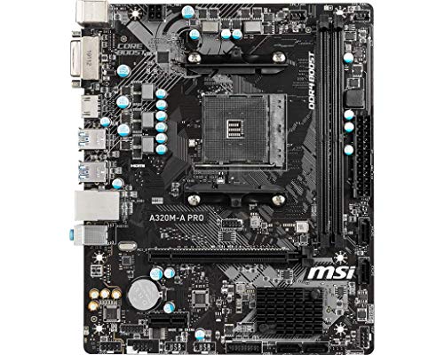 MSI ProSeries AMD A320 1st, 2nd, 3rd Gen Ryzen Compliant AM4 DDR4 HDMI DVI USB 3 Micro-ATX Motherboard (A320M-A PRO)