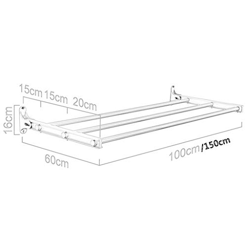 LXLTL Clothes Airer, Folding Clothes Pole Outdoor Push and Pull Drying Racks Punch Bathroom Clothes Drying Racks,3 Tracks,100cm