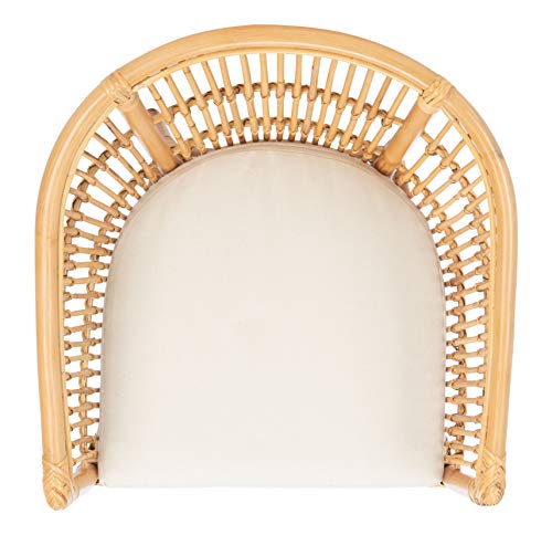 SAFAVIEH Home Collection Olivia Rattan Cushion Accent Chair, Natural/White