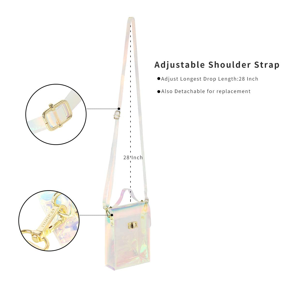 INICAT Clear Small Crossbody Bags Stadium Approved Cell Phone Jelly Purse Shoulder Bag For Women(Colorful-Vertical2)