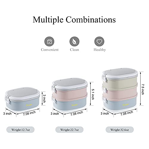 Slaipo Bento Box Adult Lunch Box, Leak-proof Lunch Box Containers Insulated Lunch Bag Fork Spoon, Portable Stackable Food Container Storage Boxes for Work School Camping, 3 Tiers