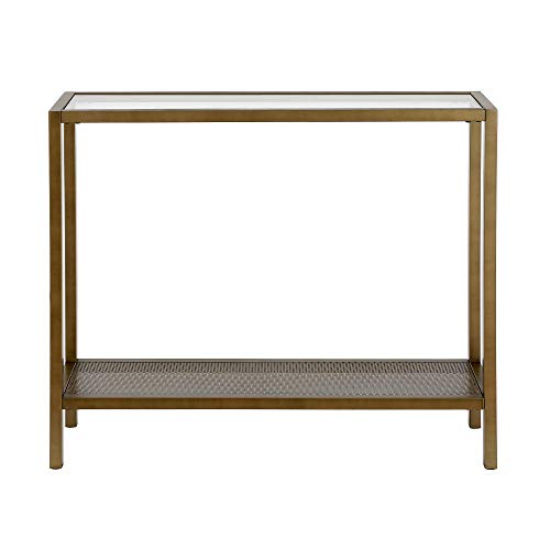 Henn&Hart 36" Wide Rectangular Console Table in Brass, Entryway Table, Accent Table for Living Room, Hallway