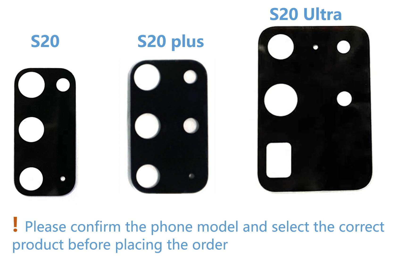 2 Pieces Galaxy S20 Plus 5G Rear Back Camera Glass Lens Cover Replacement for Samsung Galaxy S20 Plus 5G (All Carriers) with Tape Pre-Installed +Repair Tools (S20 Plus)(Black)