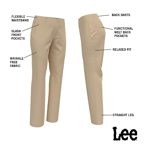 Lee Women's Plus Size Wrinkle Free Relaxed Fit Straight Leg Pant, Black, 18W Medium