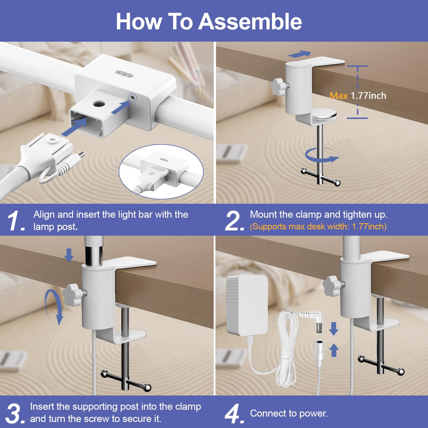 EppieBasic LED Desk Lamp, 24W Double Head Desk Light,Architect Clamp Task Table Lamp, Office Desk Lamps Super Bright Extra Wide Area Drafting Work Light for Workbench, Reading, Monitor