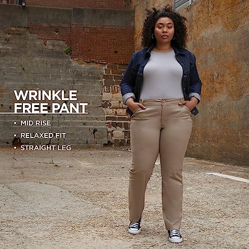 Lee Women's Plus Size Wrinkle Free Relaxed Fit Straight Leg Pant, Black, 18W Medium