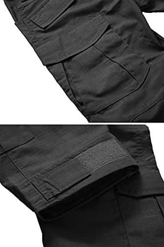 TRGPSG Men's Hiking Pants, Ripstop Camo Cargo Pants, Multi-Pocket Casual Work Pants WG3F Black 42
