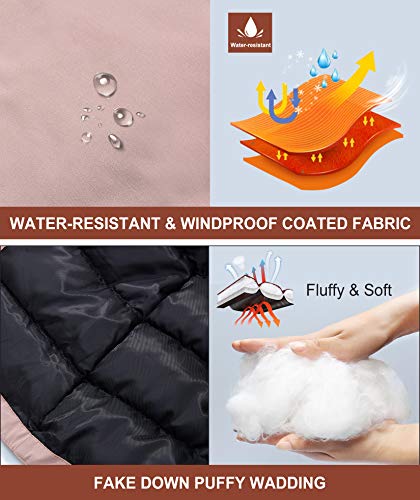 maoo garden Girls Winter Coats Heavyweight Waterproof Jacket Mid-Length Fur Hooded Parka 2017 Pink 5-6Y