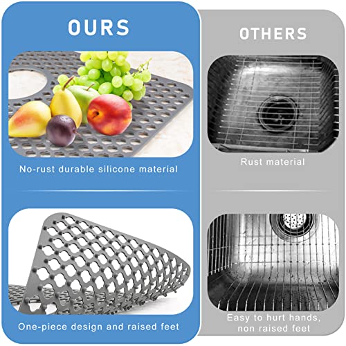Silicone Kitchen Sink Mat, 25β x 13β Sink Protectors for Kitchen Mat Grid, Drying Mat for Kitchen Counter as for Cooling Rack, Dishware Drainer (Grey)