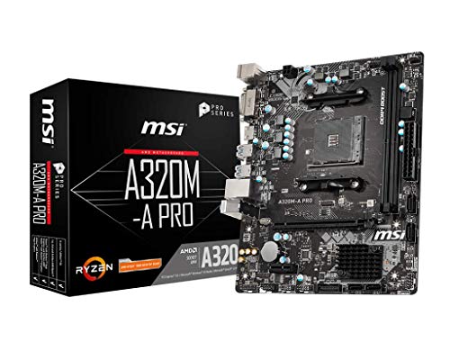 MSI ProSeries AMD A320 1st, 2nd, 3rd Gen Ryzen Compliant AM4 DDR4 HDMI DVI USB 3 Micro-ATX Motherboard (A320M-A PRO)