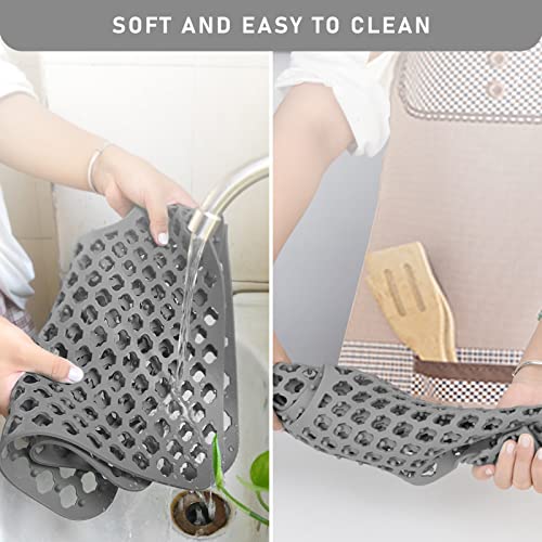 Silicone Kitchen Sink Mat, 25β x 13β Sink Protectors for Kitchen Mat Grid, Drying Mat for Kitchen Counter as for Cooling Rack, Dishware Drainer (Grey)