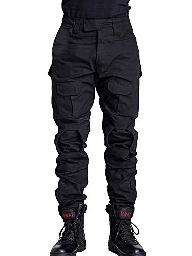 TRGPSG Men's Hiking Pants, Ripstop Camo Cargo Pants, Multi-Pocket Casual Work Pants WG3F Black 42