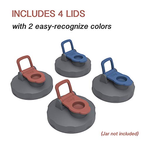 4 Pack Flip Cap Mason Jar Lids with Pour Spout and Leak-proof Airtight Seal for Drinking Salad Dressing - Wide Mouth