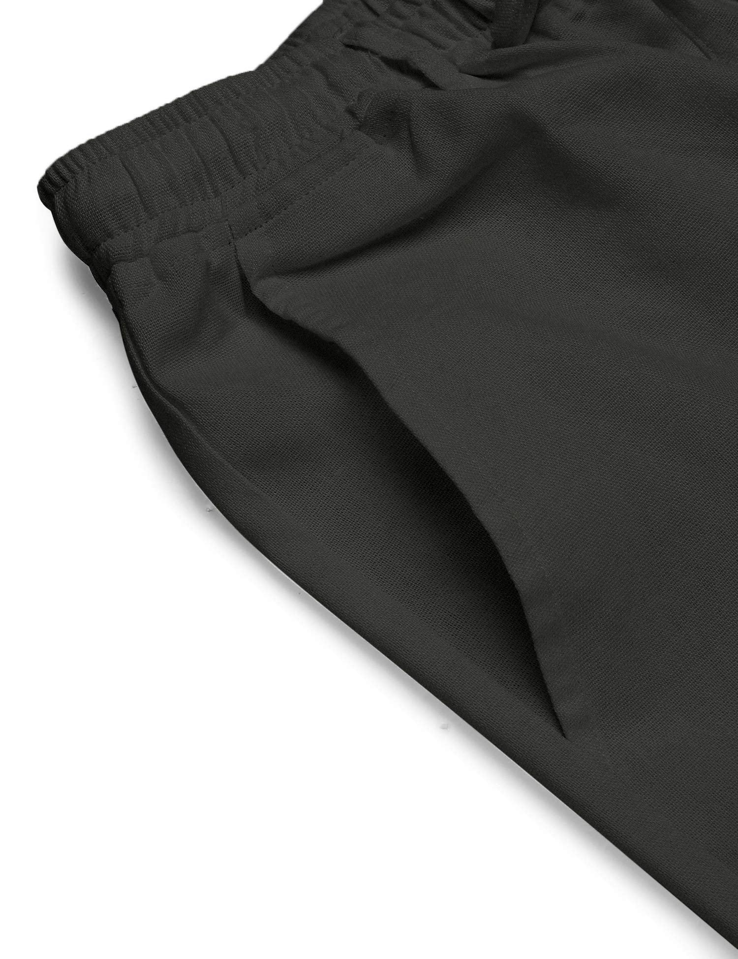 COOFANDY Men's Linen Cotton Pants Drawstring Waist Modern Waistband Trousers Dark Grey