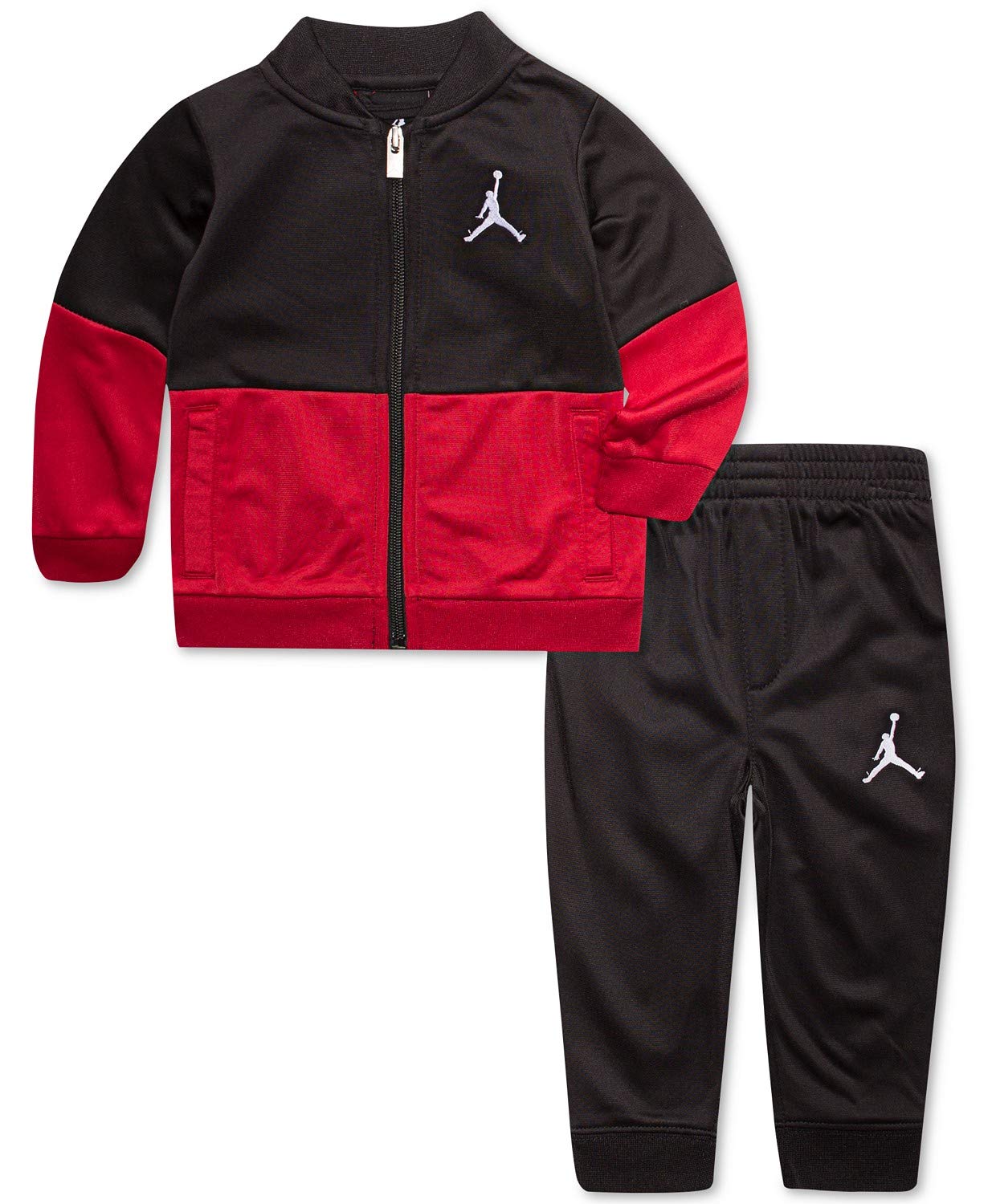 Nike Boy`s Two Piece Tracksuit Jacket & Pants Set (Black(755305-023)/Red, 7)