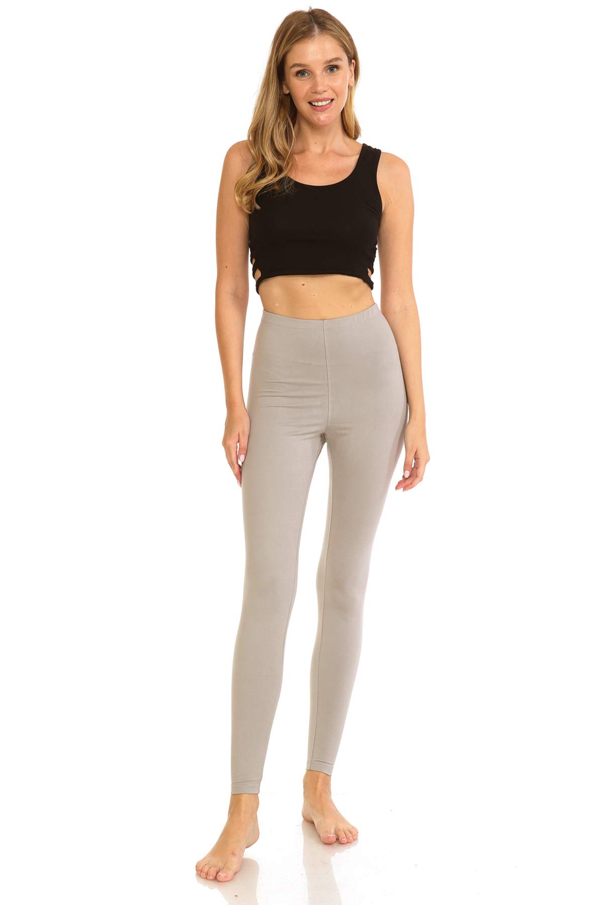 Leggings Depot ActiveFlex Athletic Leggings for Women-HLD (Light Gray, S)