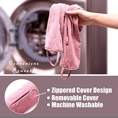 Weighted Door Draft Stopper 36 Inch, Pink Door Draft Noise Sound Blocker Snake Door Sweep with Loop and Weather Stripping Removable, Heavy Duty Draft Guard Windproof for Doors Windows