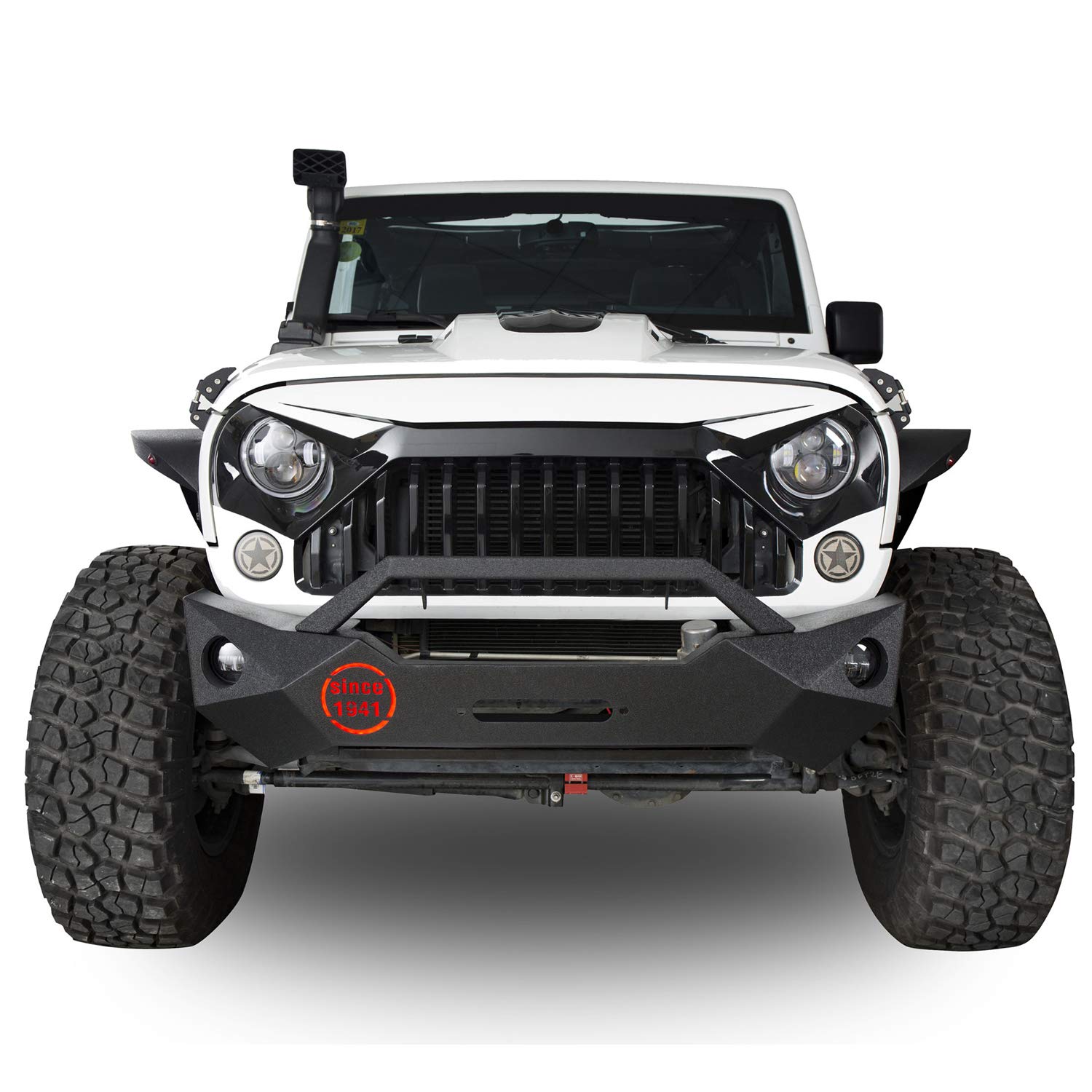 u-Box for Jeep Wrangler JK 07-18 Front and Rear Bumpers Combo w/Tire Carrier & Winch Plate & Hitch Receiver