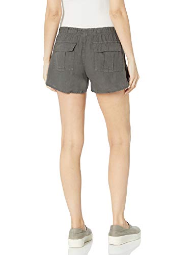 [BLANKNYC] womens Cargo Linen Elastic Waistband Shorts, Grey, 24 US
