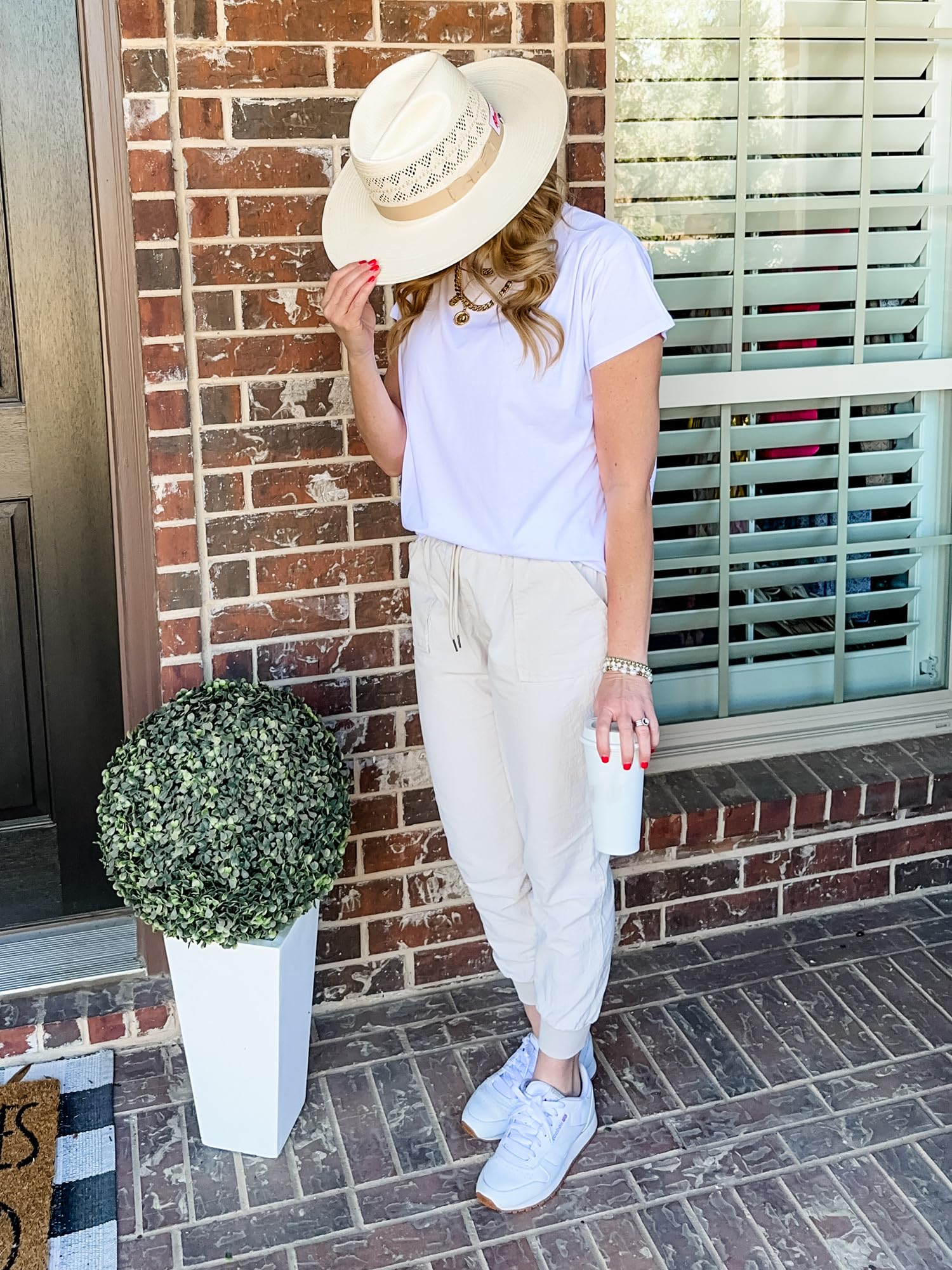 Puimentiua Womens Tapered Pants Cotton Linen Drawstring Back Elastic Waist Pants Casual Trousers with Pockets Khaki