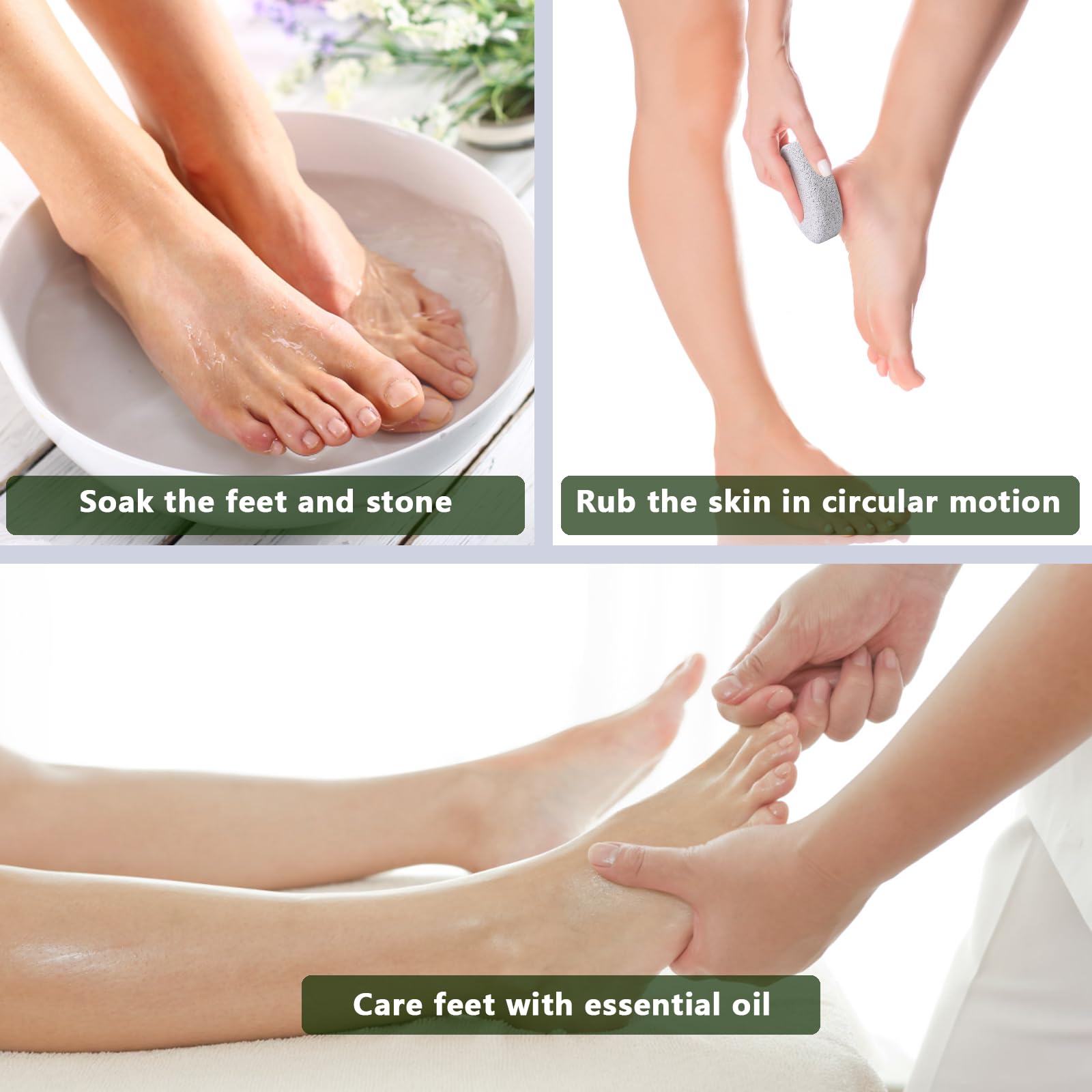 Natural Foot Pumice Stone for Feet, Borogo 2-Pack Lava Pedicure Tools Hard Skin Callus Remover for Feet and Hands - White&Red