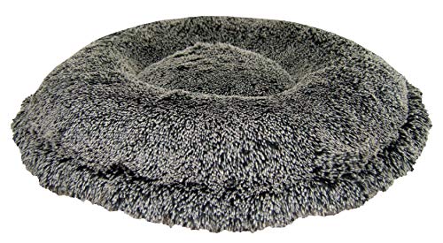 Bessie and Barnie Midnight Frost/Siberian Grey Luxury Shag Ultra Plush Faux Fur Bagelette Pet/Dog Bed (Multiple Sizes)