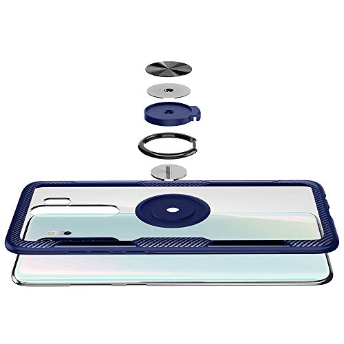 Phone Case for Xiaomi Redmi Note 8 Pro with Tempered Glass Screen Protector Clear Cover and Magnetic Stand Ring Holder Slim Hard Cell Accessories Xiami Xiomis Xiome Redme Note8 8pro Cases Men Blue