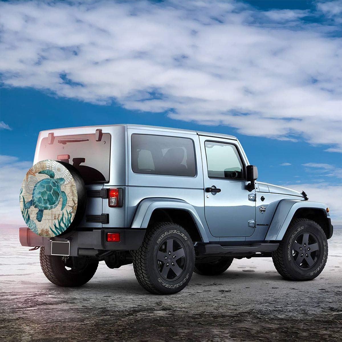 MSGUIDE Spare Tire Cover Sea Turtle for Jeep Trailer Rv Truck 14 15 16 17 Inch Sunscreen Dustproof Corrosion Proof Wheel Cover