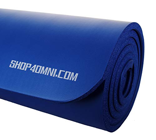 Shop4Omni Yoga mat 72" X 24" - Extra Thick Exercise Mat - with Carrying Strap for Travel (Blue)