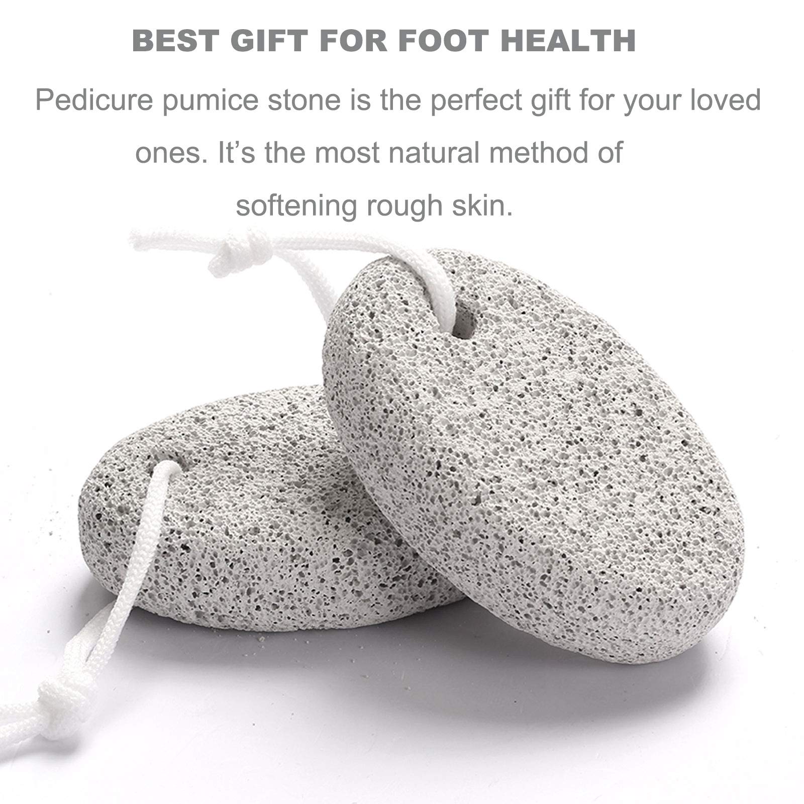 Natural Foot Pumice Stone for Feet, Borogo 2-Pack Lava Pedicure Tools Hard Skin Callus Remover for Feet and Hands - White&Red