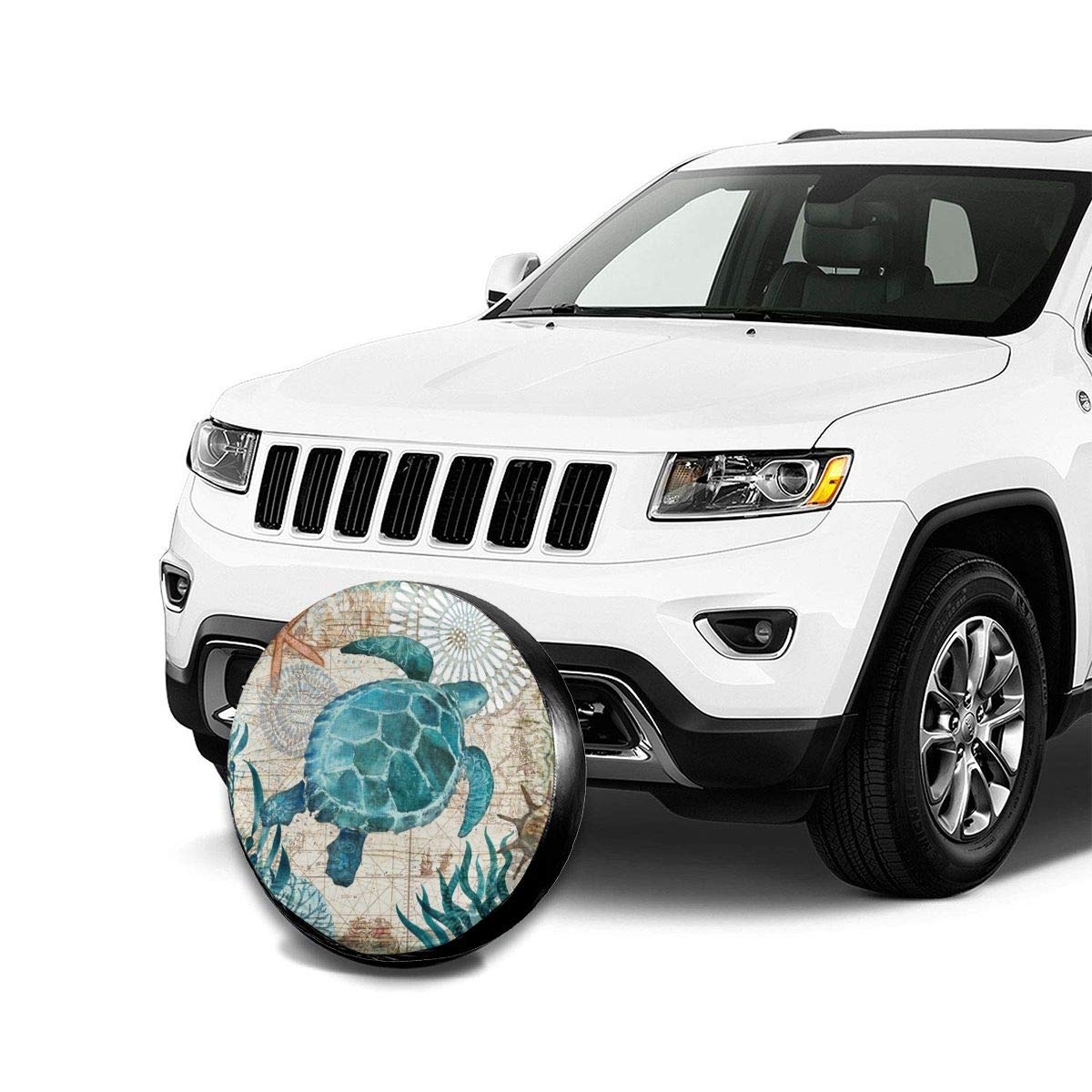 MSGUIDE Spare Tire Cover Sea Turtle for Jeep Trailer Rv Truck 14 15 16 17 Inch Sunscreen Dustproof Corrosion Proof Wheel Cover