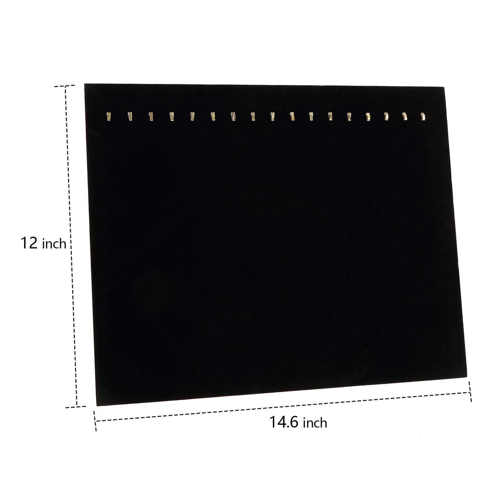 Foraineam 3 Pack Black Velvet Jewelry Display with 17 Hooks Necklace Tray Organizer Pad Bracelets Pendants Chains Showcase Stands