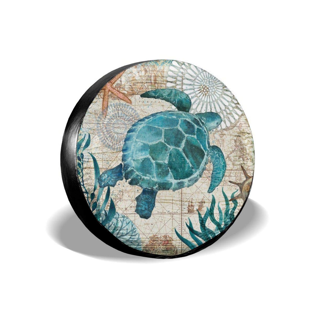 MSGUIDE Spare Tire Cover Sea Turtle for Jeep Trailer Rv Truck 14 15 16 17 Inch Sunscreen Dustproof Corrosion Proof Wheel Cover