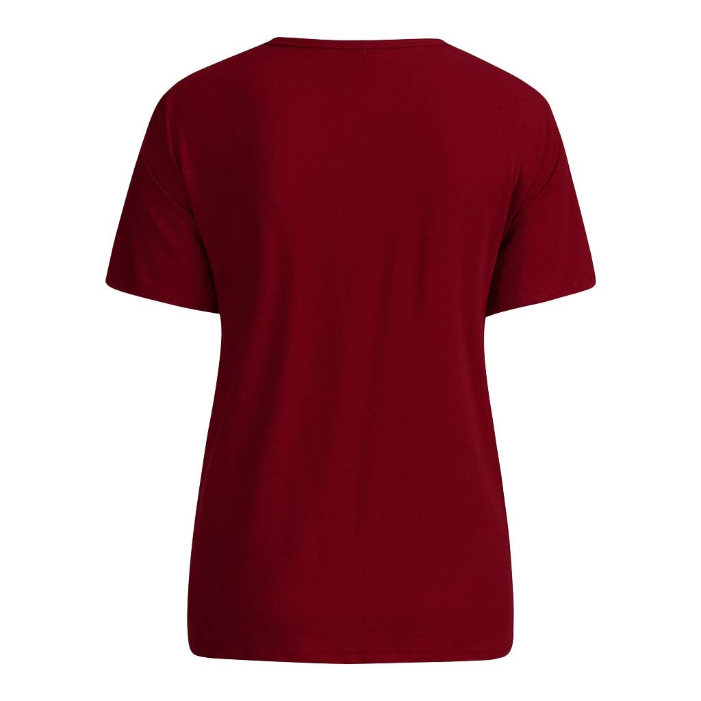 Aniywn Womens T-Shirt Summer Casual Printing Crewneck Short Sleeve Top Blouse Stylish Basic Tunic Tops Red