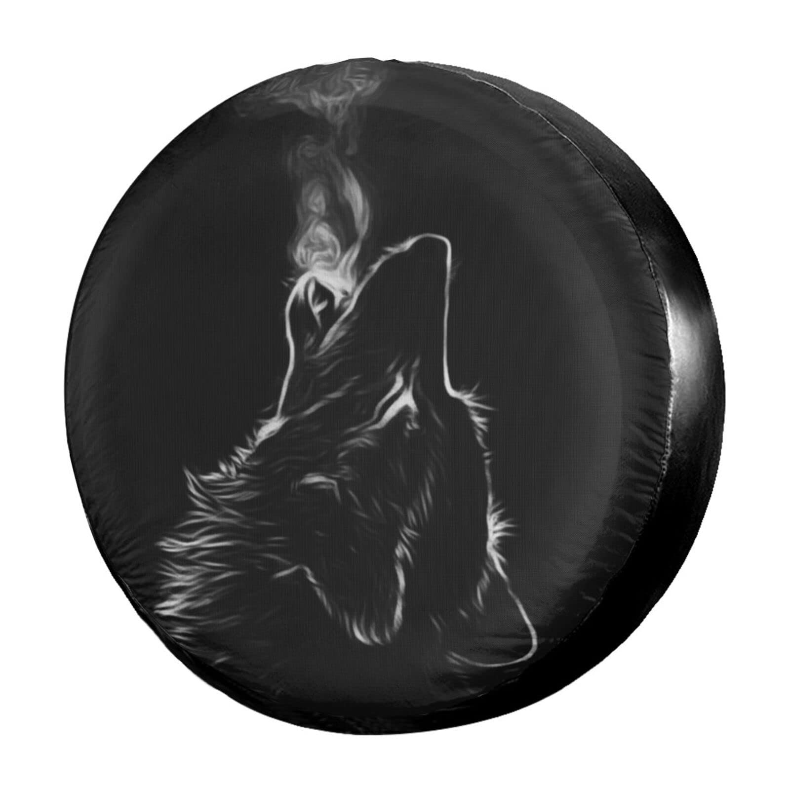 Foruidea Black 3D Wolf Spare Tire Cover Dust-Proof Wheel Tire Cover Fit Trailer, RV, SUV and Many Vehicle 16 Inch