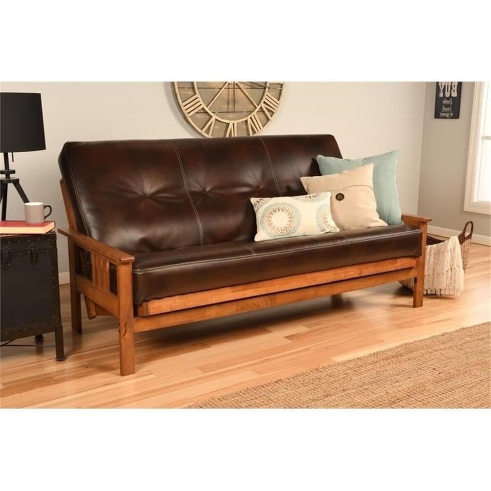 Kodiak Furniture Full-Size Faux Leather Futon Mattress in Java Brown-Frame Not Included