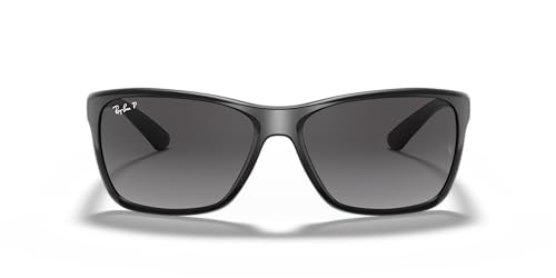 Ray-Ban Men's Rb4331 Square Sunglasses, Black/Polarized Light Grey Gradient Dark Grey, 61 mm