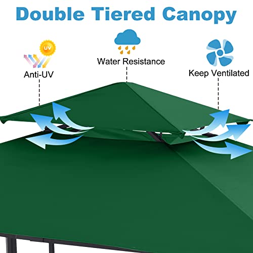 ABCCANOPY 8'x 5' Grill Gazebo Canopy - Outdoor BBQ Gazebo Shelter with LED Light, Patio Canopy Tent for Barbecue and Picnic (Forest Green)