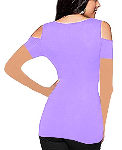 Merryfun Women's Long Sleeve Sexy Blouse Deep V Neck Casual Bodycon Tee Shirts Tops,Light Purple L