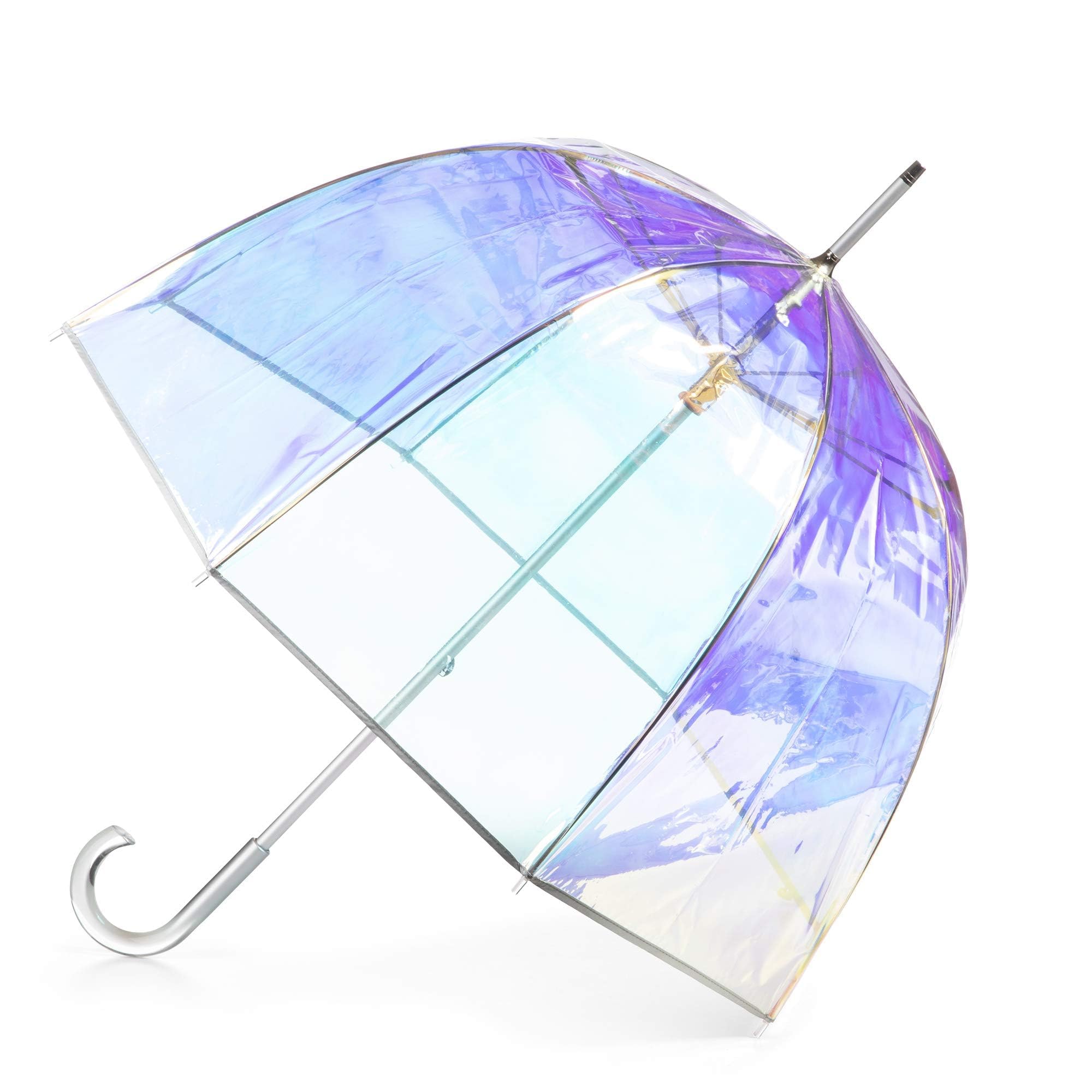 totes Adult Clear Bubble Umbrella with Dome Canopy, Lightweight Design, Wind and Rain Protection Umbrella, Iridescent, Adults - 51" Canopy