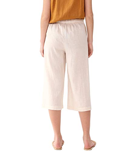 Amazhiyu Womens Linen Capri Pants with Pockets Full Elastic Waistband Casual Pants (Linen, Large)