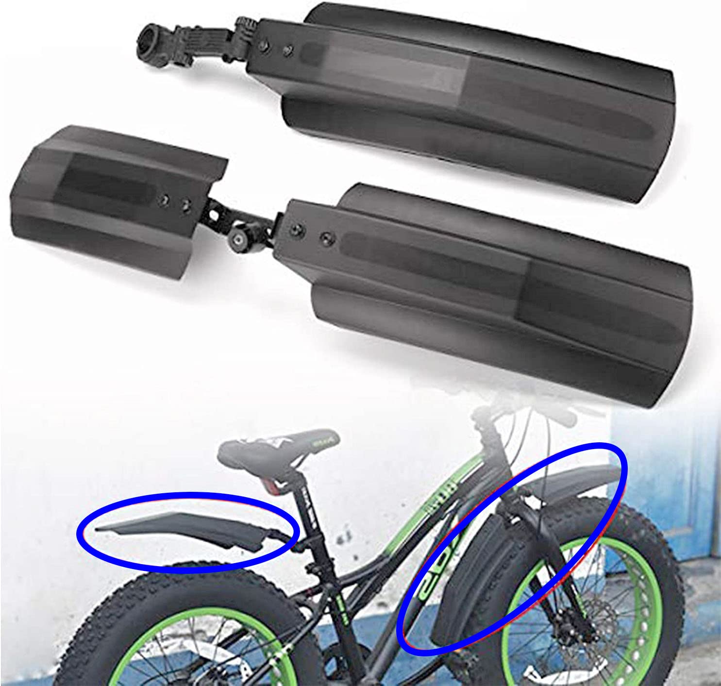26 inch Bicycle Mudguard Front Back Rear Tire Mud Guards Kit Quick Release Bike Fenders Set for Road Mountain Bike Fat Tire Bike Outdoor Cycling