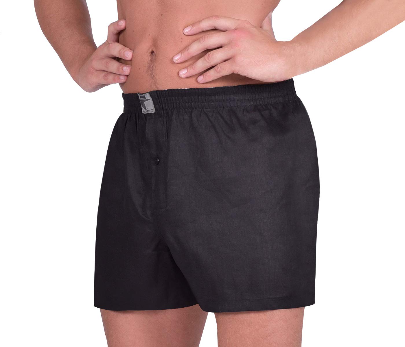 LUFT Mens Boys Man Plus Size Linen Soft Stretch Comfortable Elastic Waistband Breathable Low Rise Classic Functional Seamless Trunks Briefs Underpants Underwear Boxer Shorts, Black XL