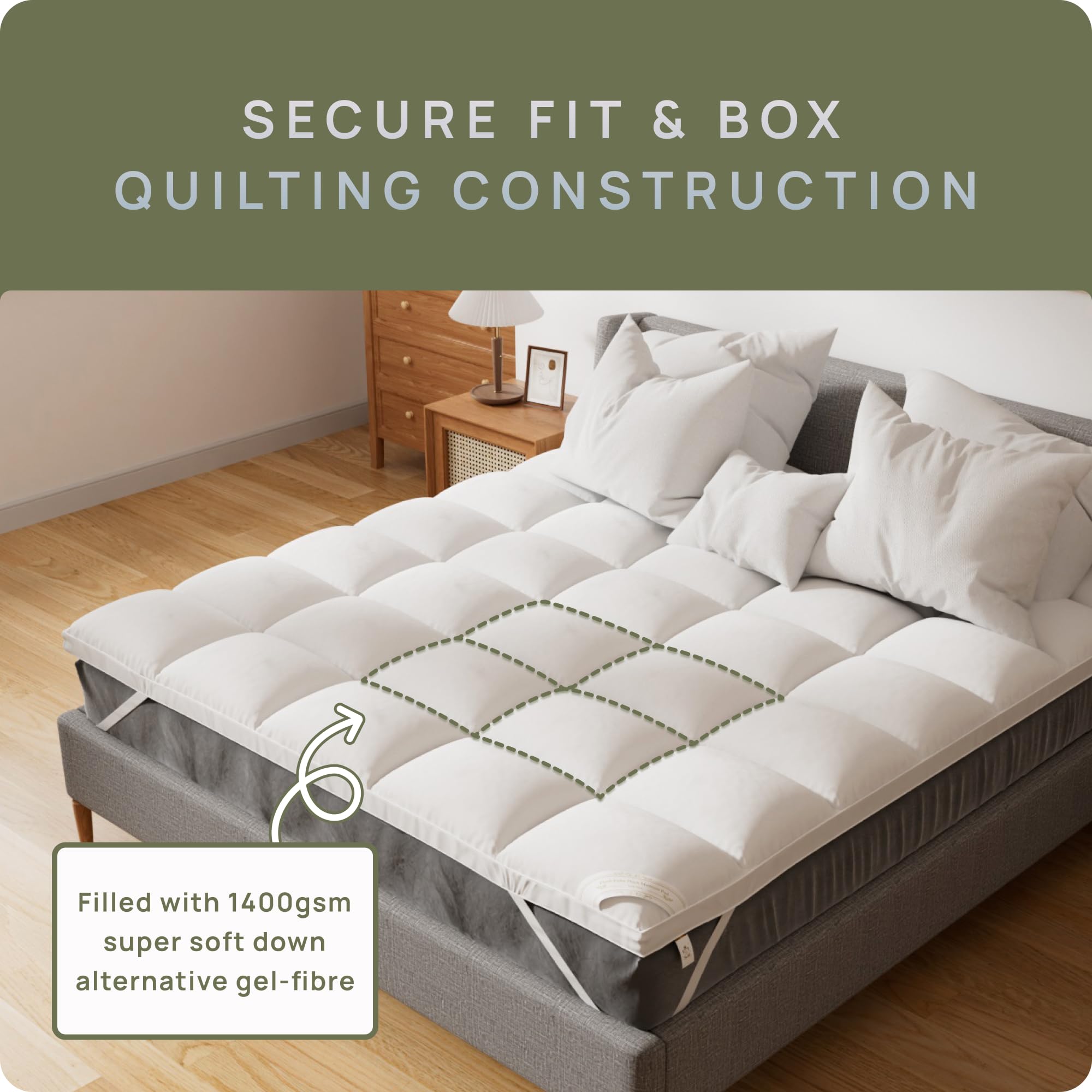 RV Short Queen Mattress Topper - Soft & Extra Thick Pillow Top for Camper Mattress Pad & Protector | Bed Topper for RV Camper Bed, Pop Up and Trailer