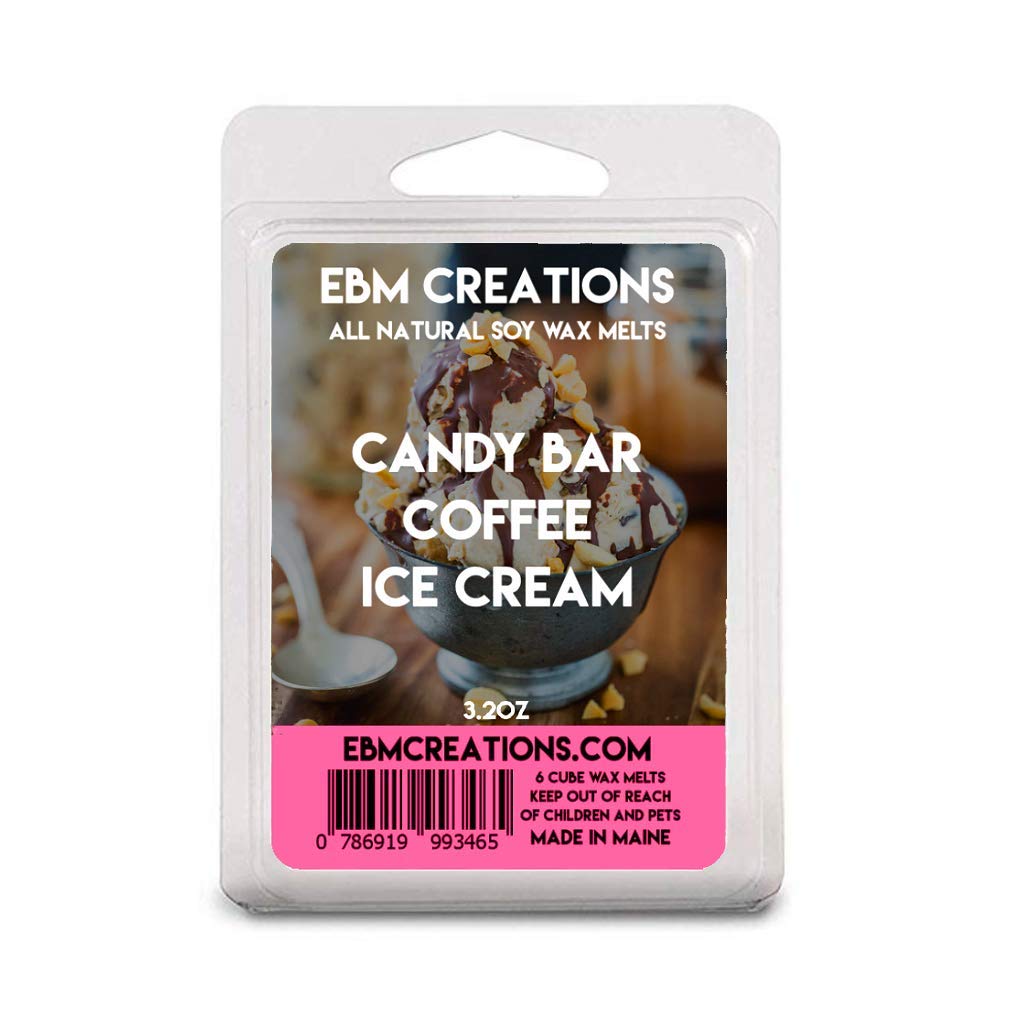 Candy Bar Coffee Ice Cream Soy Wax Melts - 3.2oz, 6 Cube Clamshell, All Natural, Highly Scented, Long-Lasting Aroma, Premium Quality, Handmade, Non-Toxic, Eco-Friendly