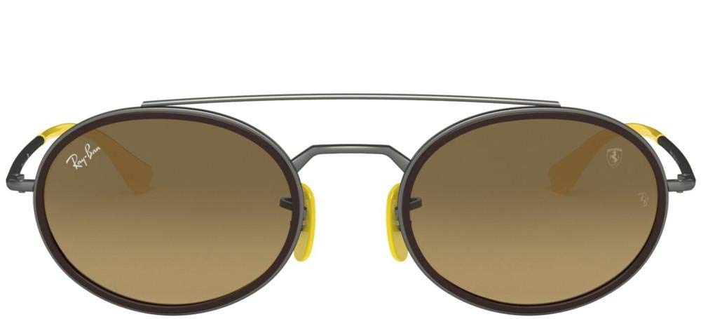 Ray-Ban Rb3847m Polarized Oval Sunglasses, Matte Gunmetal/Brown Mirrored Gradient Green, 52 mm
