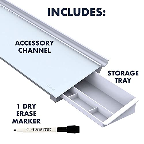Quartet Glass Desktop Computer Pad, 18" x 6", Whiteboard, Dry Erase Surface, Clean Erase, Includes 1 Dry Erase Marker, White Surface (GDP186)