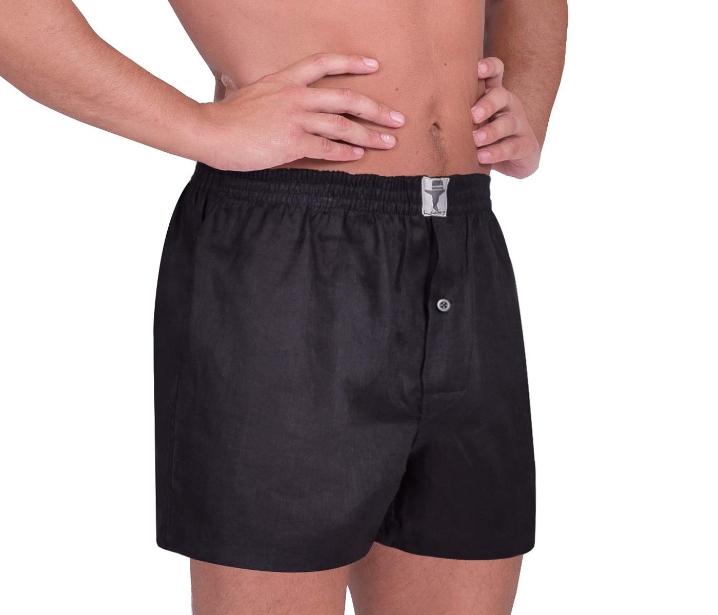 LUFT Mens Boys Man Plus Size Linen Soft Stretch Comfortable Elastic Waistband Breathable Low Rise Classic Functional Seamless Trunks Briefs Underpants Underwear Boxer Shorts, Black XL