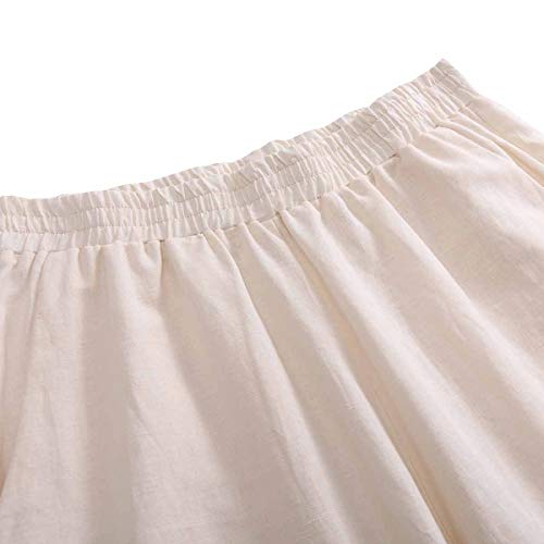 Amazhiyu Womens Linen Capri Pants with Pockets Full Elastic Waistband Casual Pants (Linen, Large)