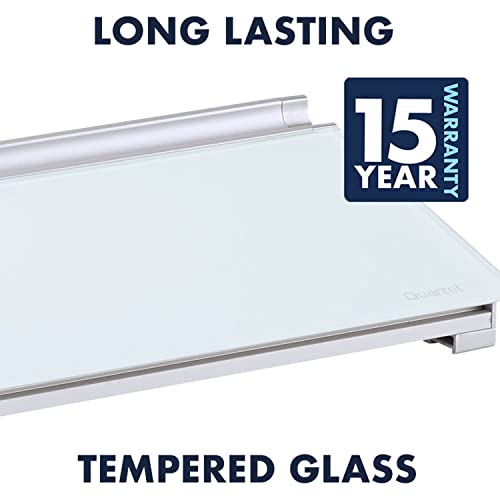 Quartet Glass Desktop Computer Pad, 18" x 6", Whiteboard, Dry Erase Surface, Clean Erase, Includes 1 Dry Erase Marker, White Surface (GDP186)